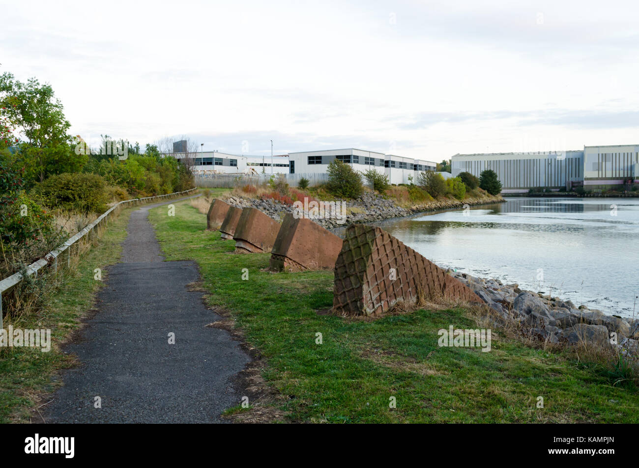 Walkway along the North side of the River Wear with Red Concrete ...