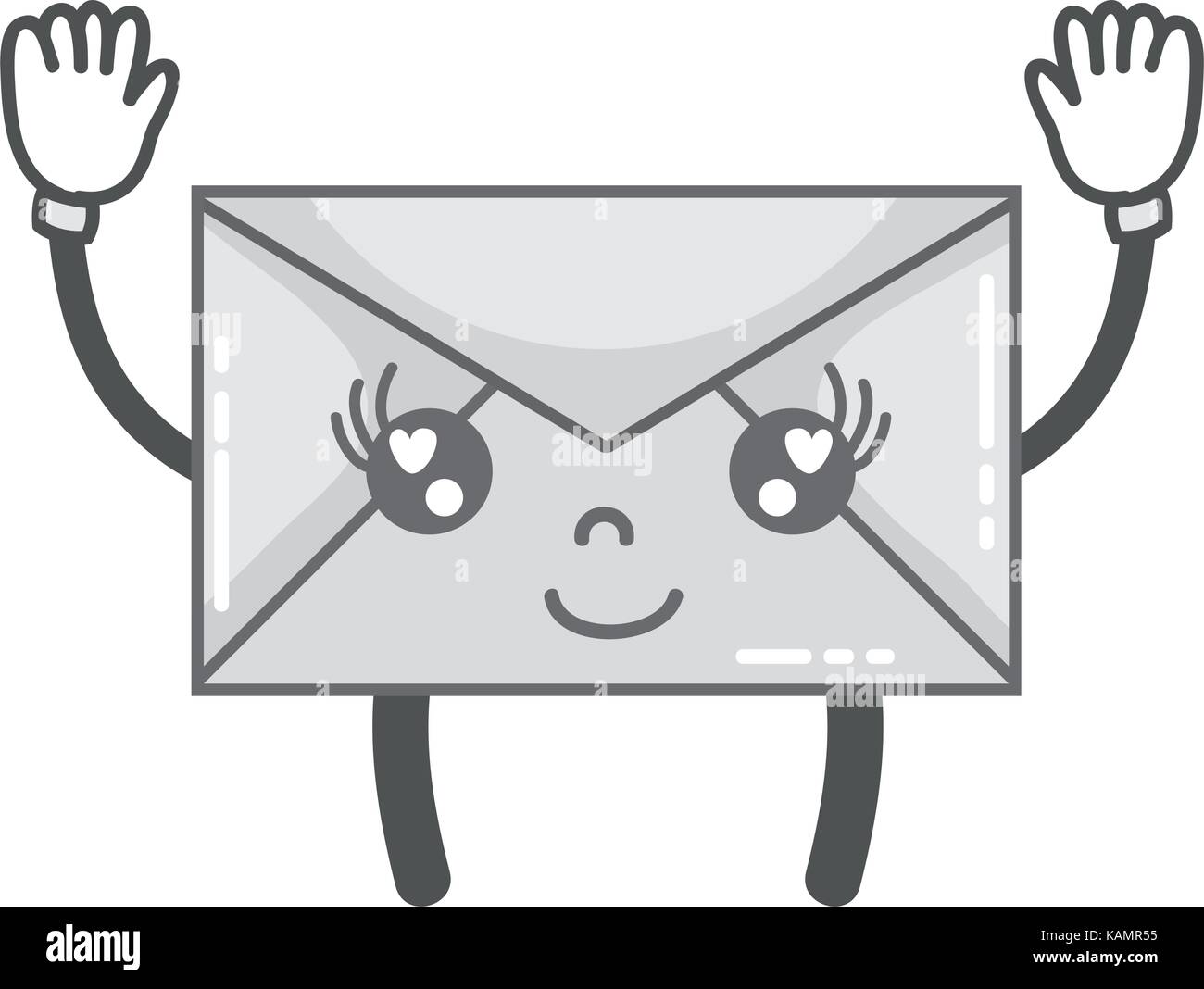 grayscale kawaii cute happy e-mail message Stock Vector Image & Art - Alamy