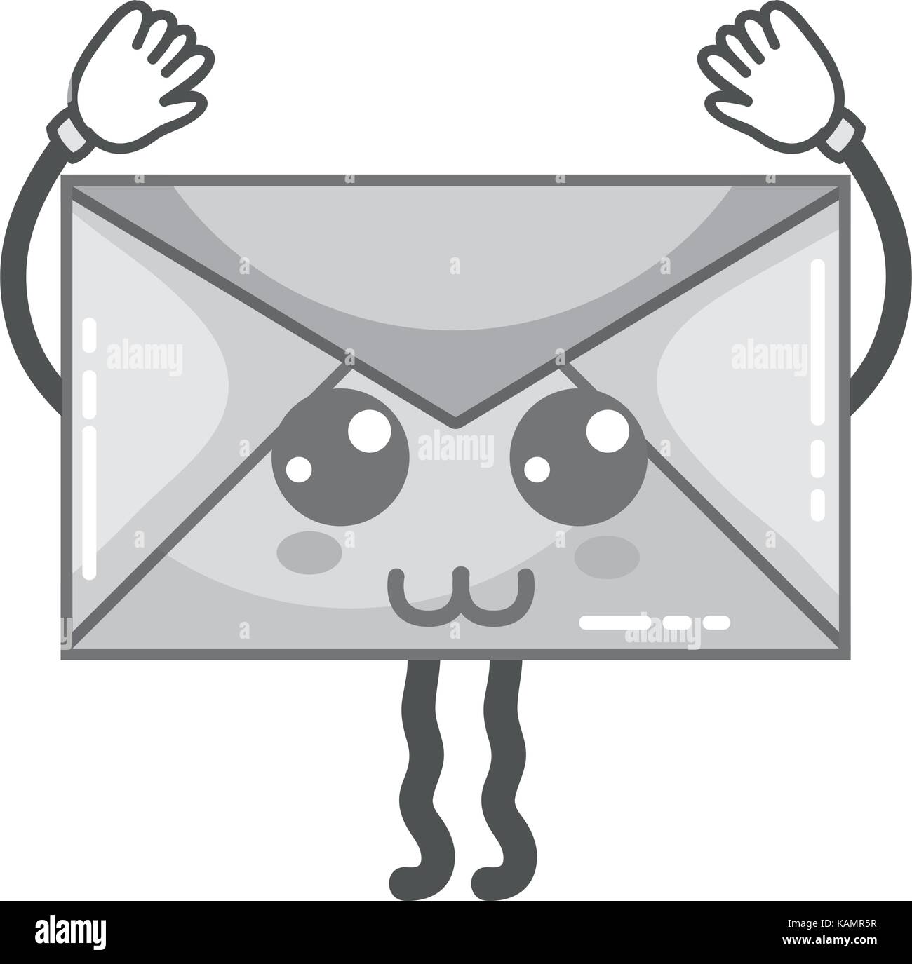 grayscale kawaii cute happy e-mail message Stock Vector Image & Art - Alamy