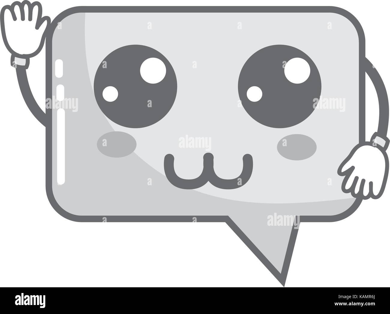 grayscale kawaii cute happy chat bubble Stock Vector Image & Art - Alamy
