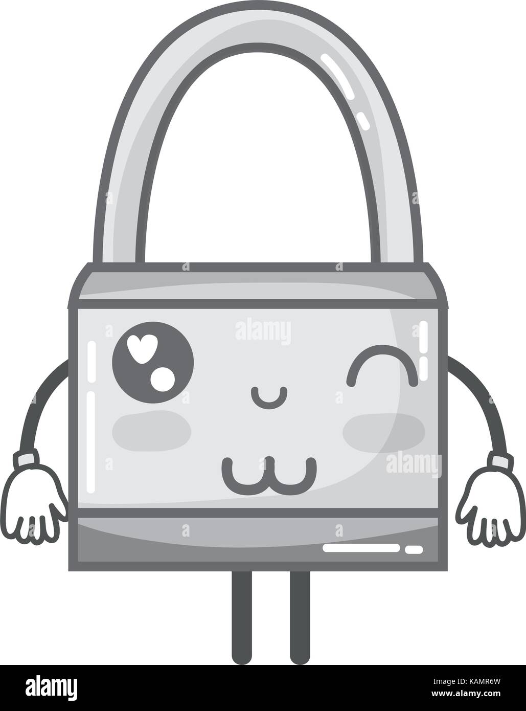 grayscale kawaii cute funny padlock security Stock Vector Image & Art ...