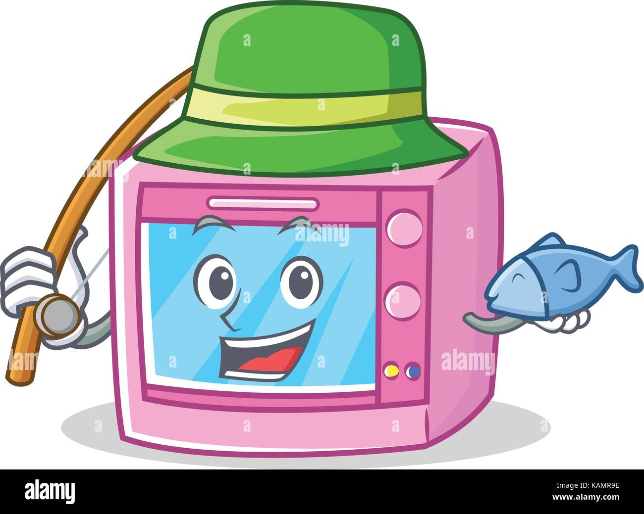 Fishing oven microwave character cartoon Stock Vector Image & Art - Alamy