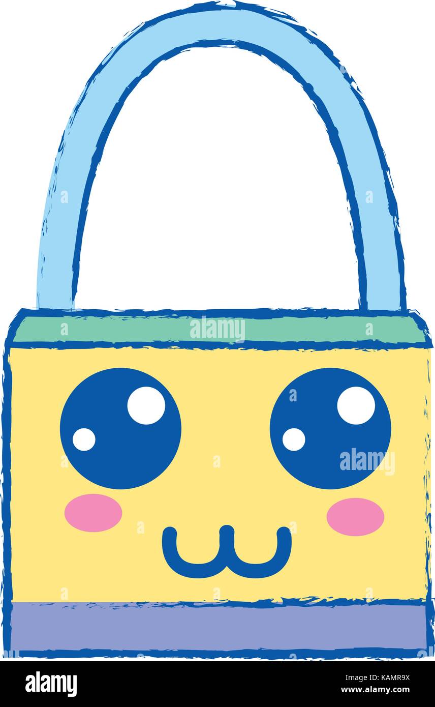 kawaii cute happy padlock security Stock Vector Image & Art - Alamy