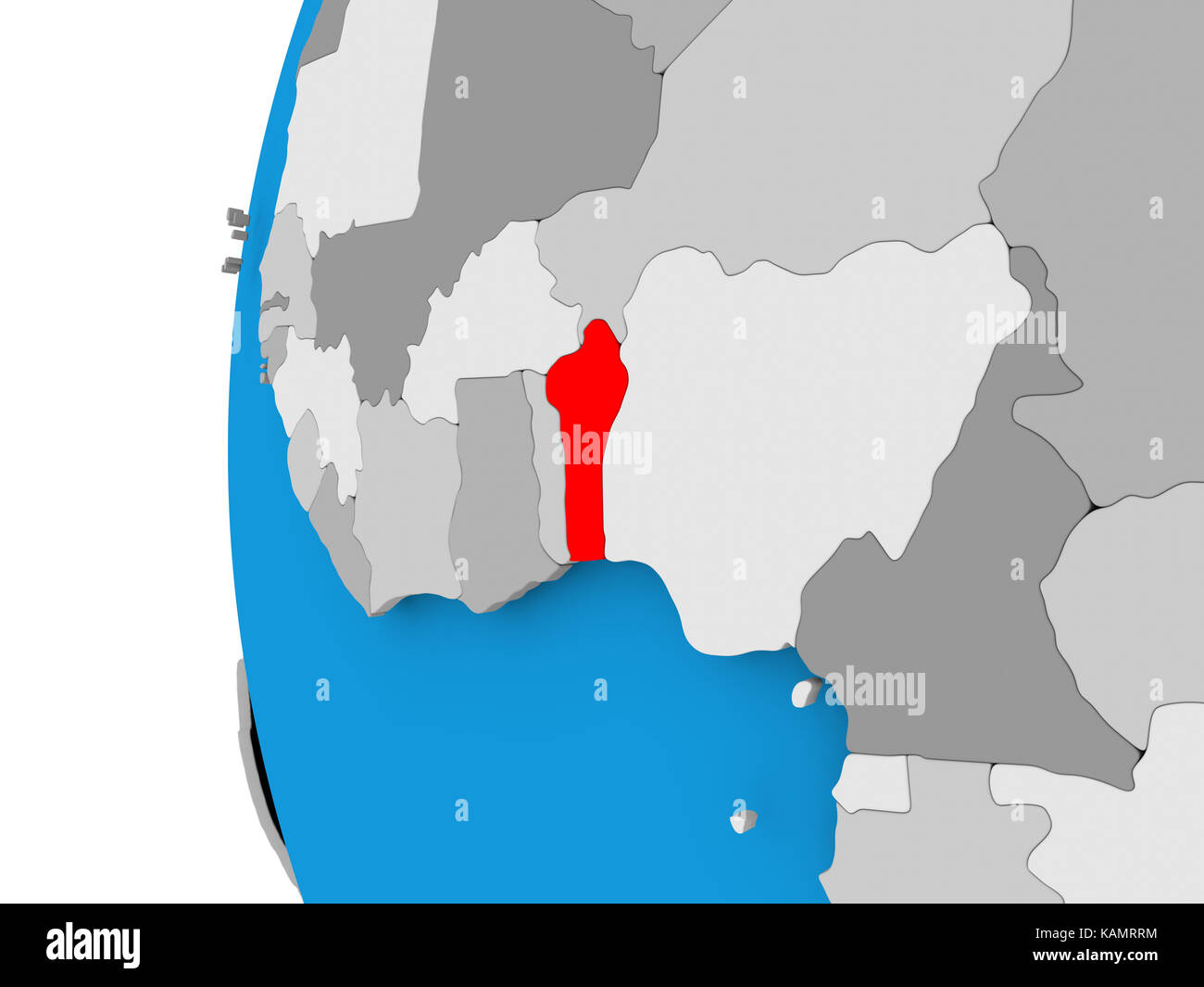 Benin in red on political globe. 3D illustration Stock Photo - Alamy