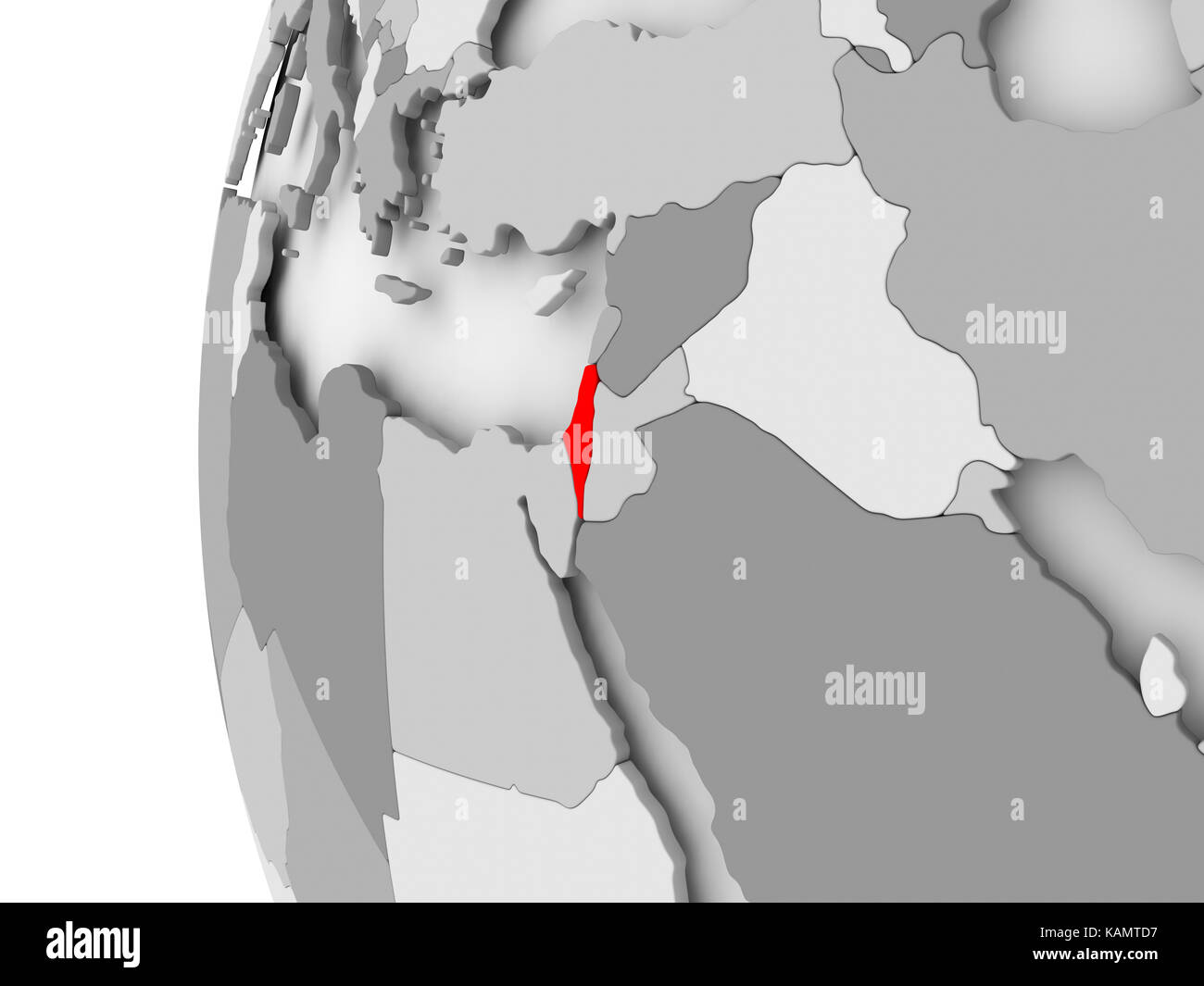 Israel highlighted on grey 3D model of political globe. 3D illustration ...