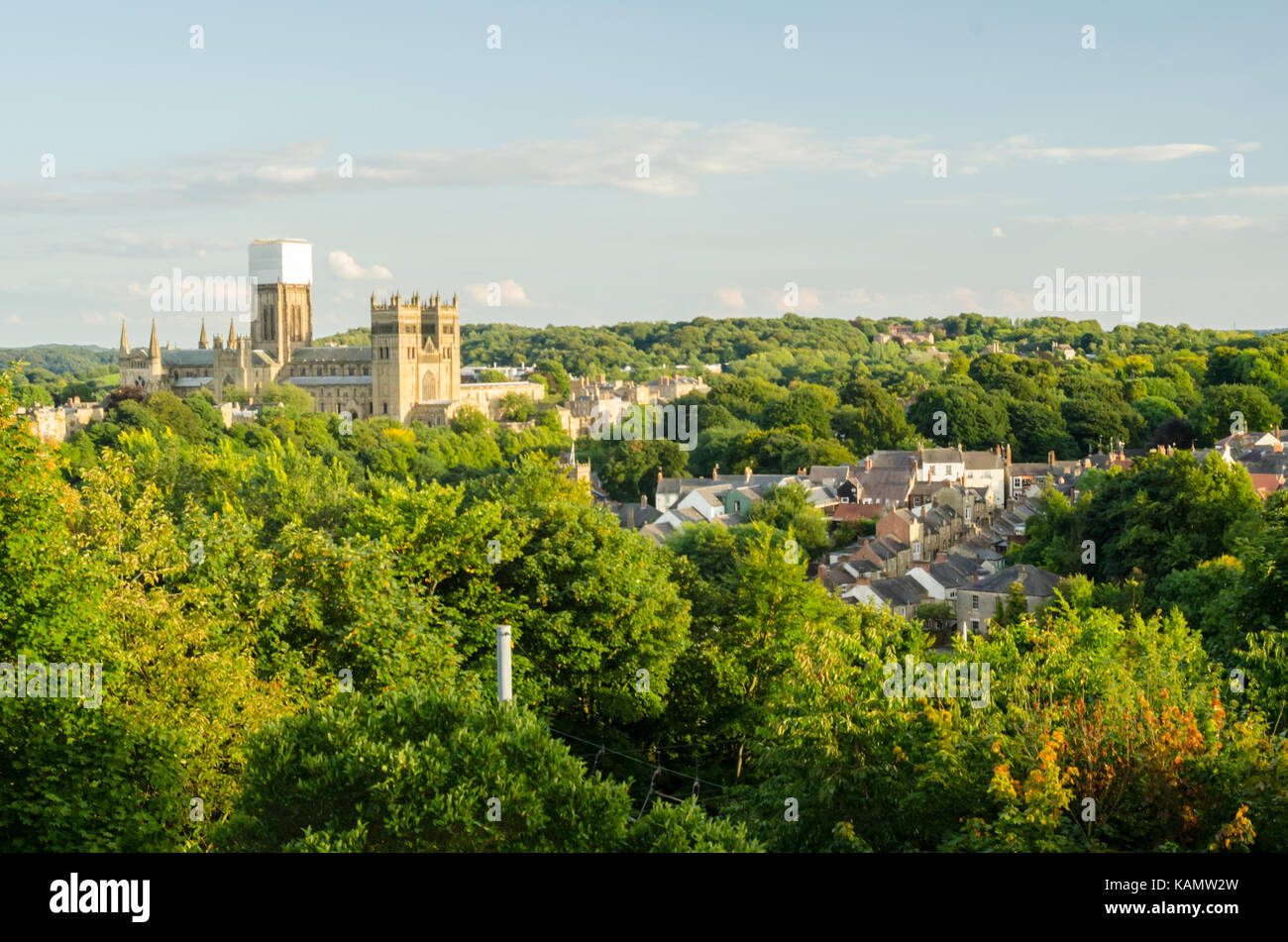 Elevated View Across Durham City Showing Durham Cathedral Stock Photo ...
