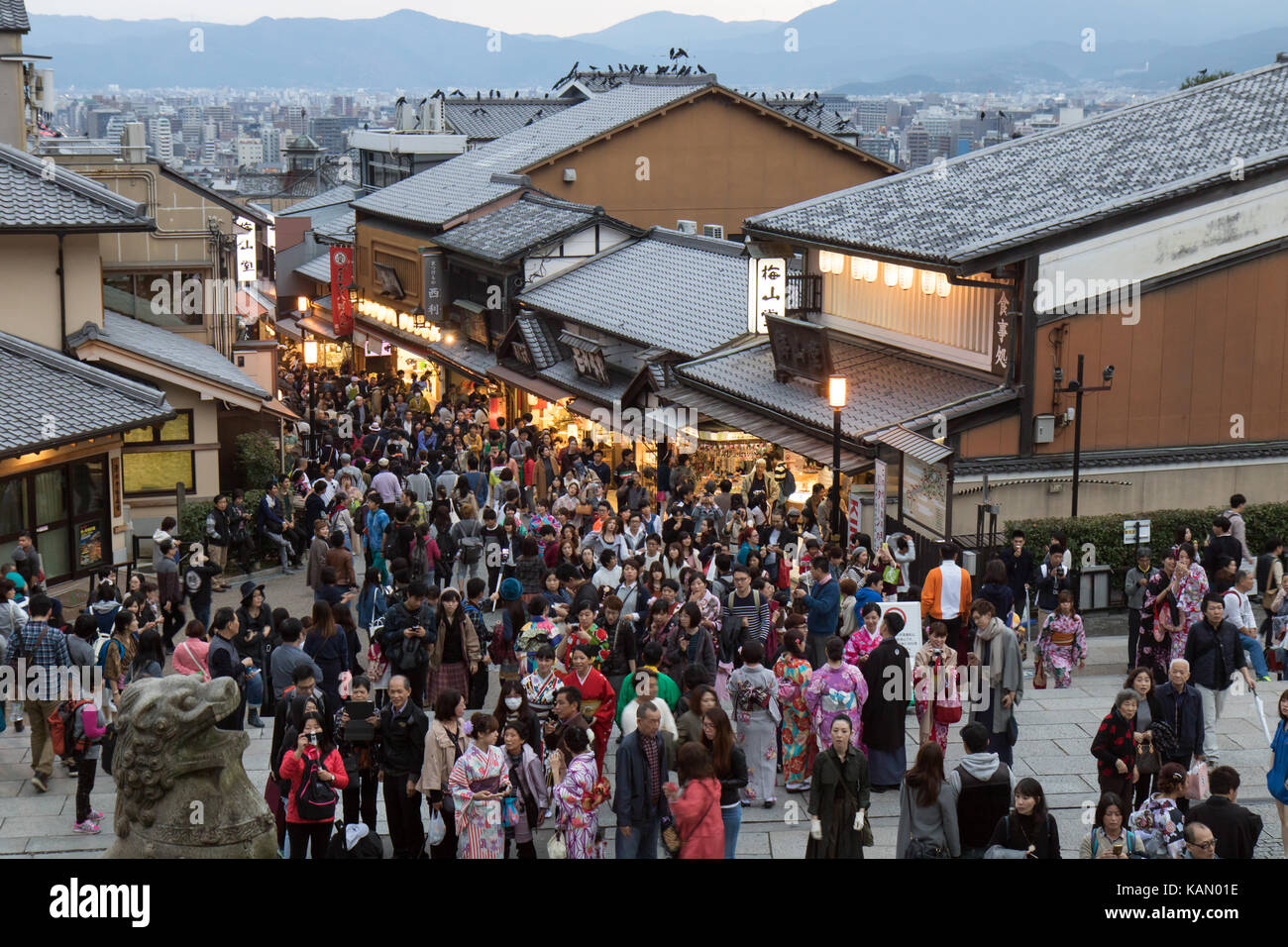 JAPAN, KYOTO, NOV 20 2016, Crowds of people in the streets of under ...
