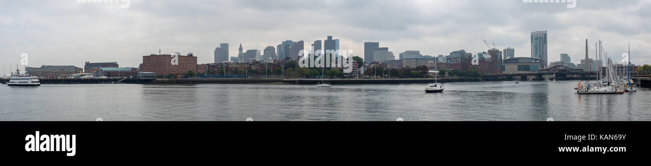 Large Panoramic View of Boston Harbor Bay and Skyline Stock Photo - Alamy