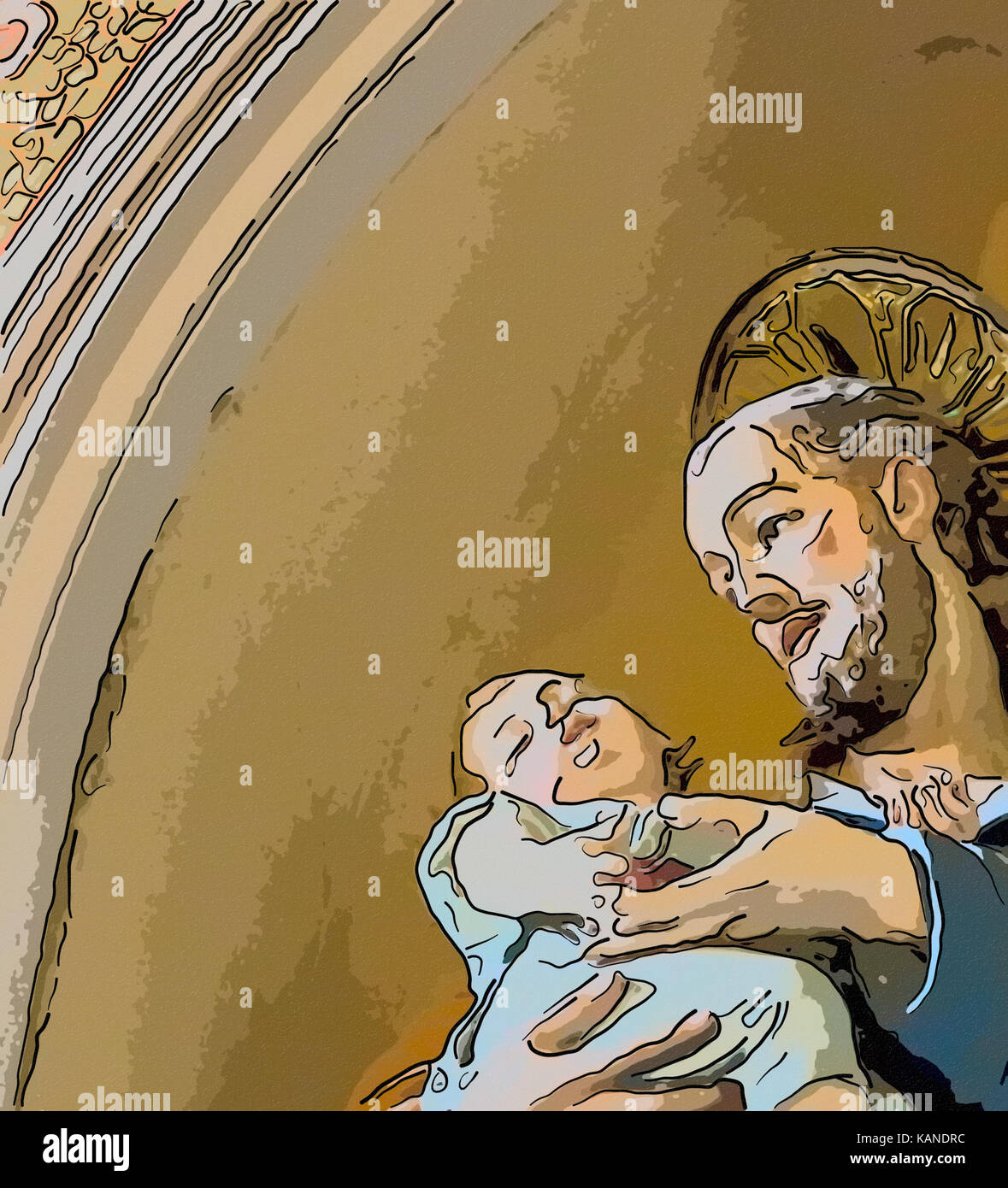love and happiness between father and son, Saint Joseph and Holy Baby ...