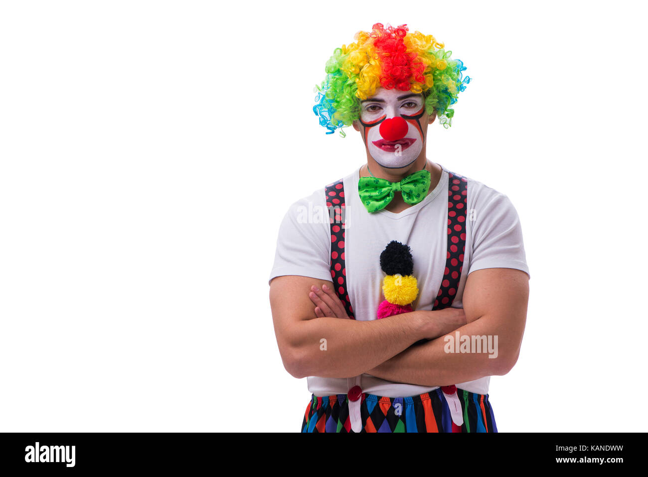 Funny clown acting silly isolated on white background Stock Photo - Alamy