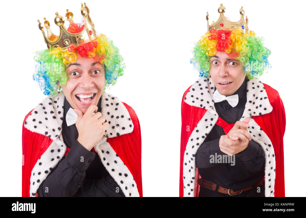 Businessman with crown isolated on white Stock Photo - Alamy