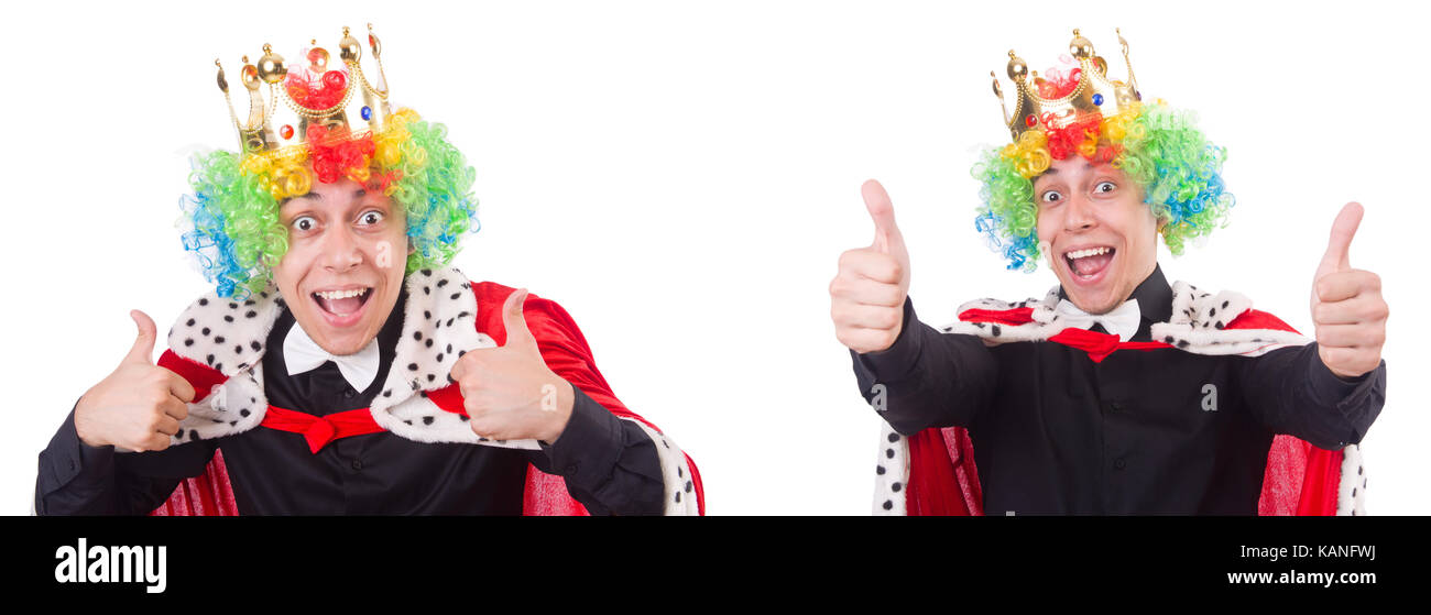 Businessman with crown isolated on white Stock Photo - Alamy