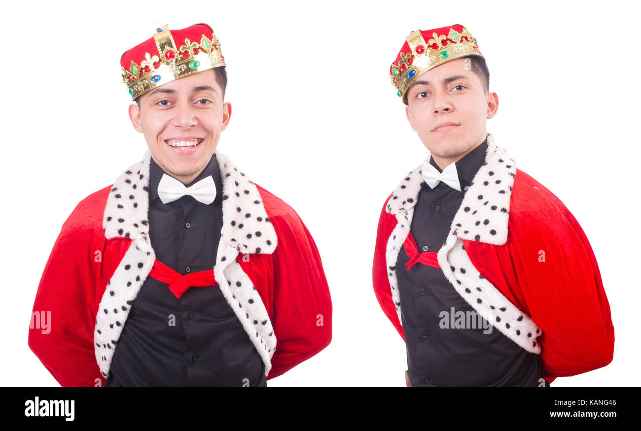 Businessman with crown isolated on white Stock Photo - Alamy