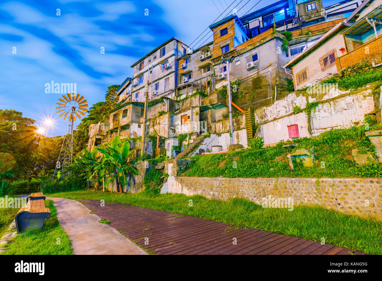 Night view of Treasure hill old architecture in Taipei Stock Photo - Alamy