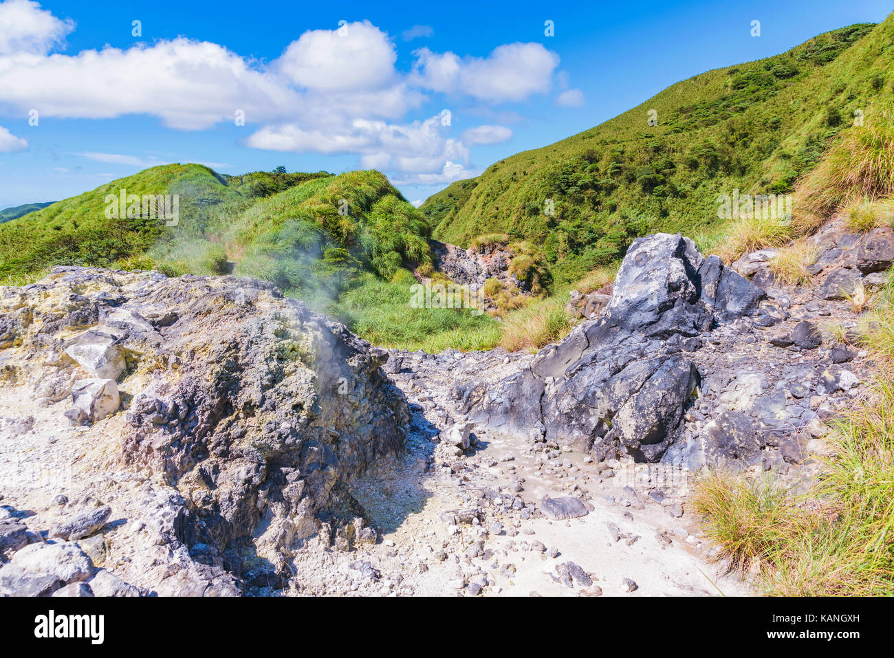 Volcanic sulfur rocks on Yanhmingshan mountain Stock Photo - Alamy