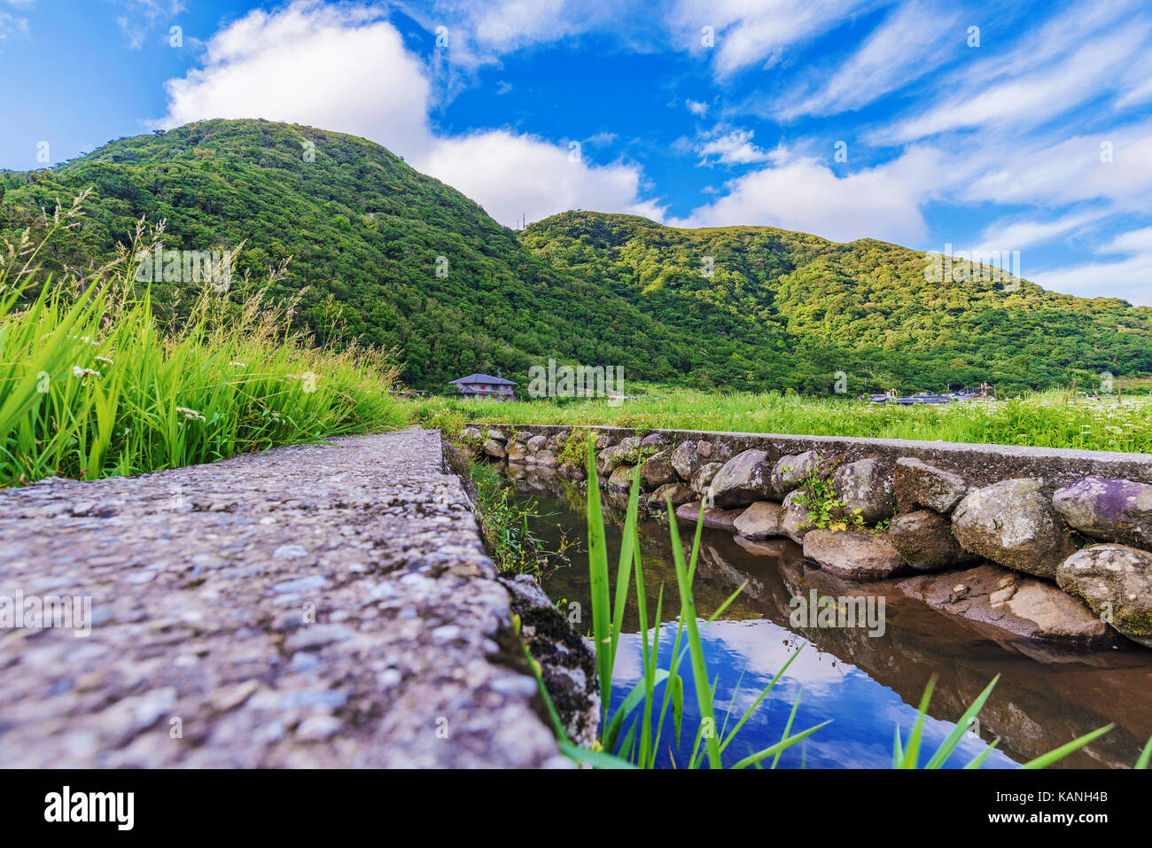 Scenic view of a stream in a rural farming setting Stock Photo - Alamy