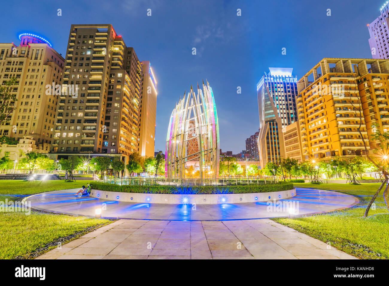 TAICHUNG, TAIWAN - JULY 17: Contemporary architecture and park in the ...