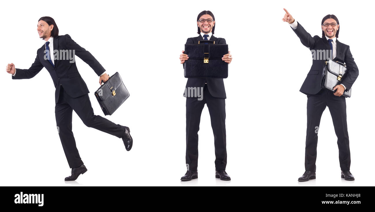 Businessman rushing isolated on the white background Stock Photo - Alamy