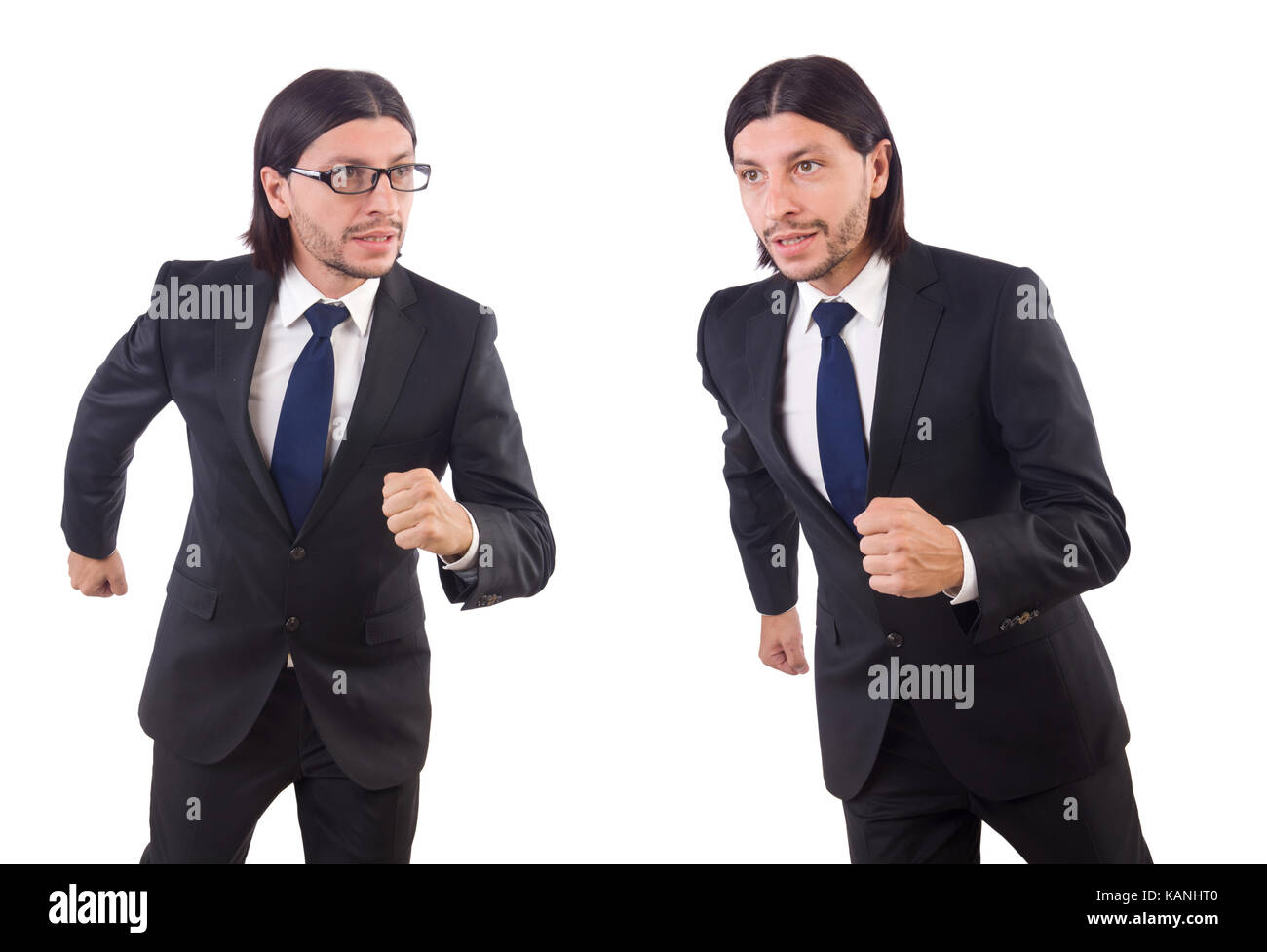 Businessman rushing isolated on the white background Stock Photo - Alamy