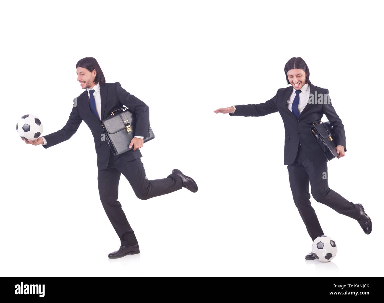 Man with football isolated on white Stock Photo - Alamy