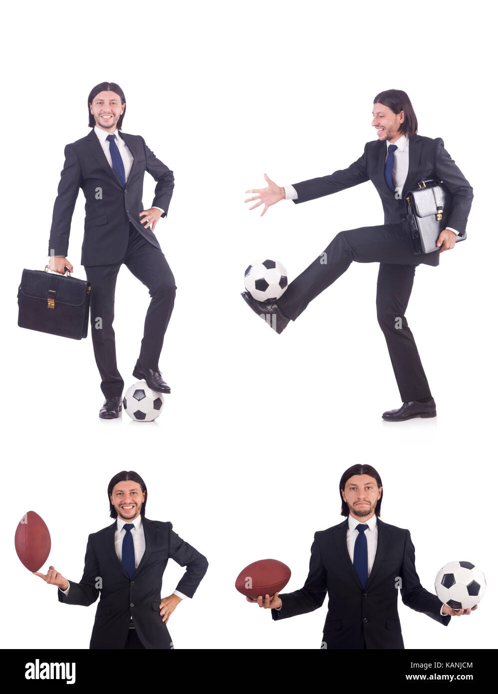 Man with football isolated on white Stock Photo - Alamy