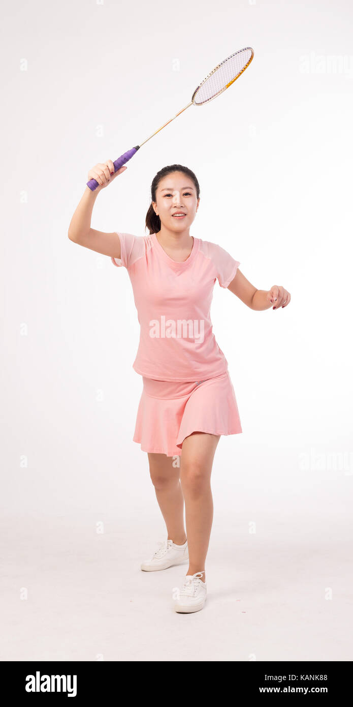 Female play badminton hi-res stock photography and images - Alamy