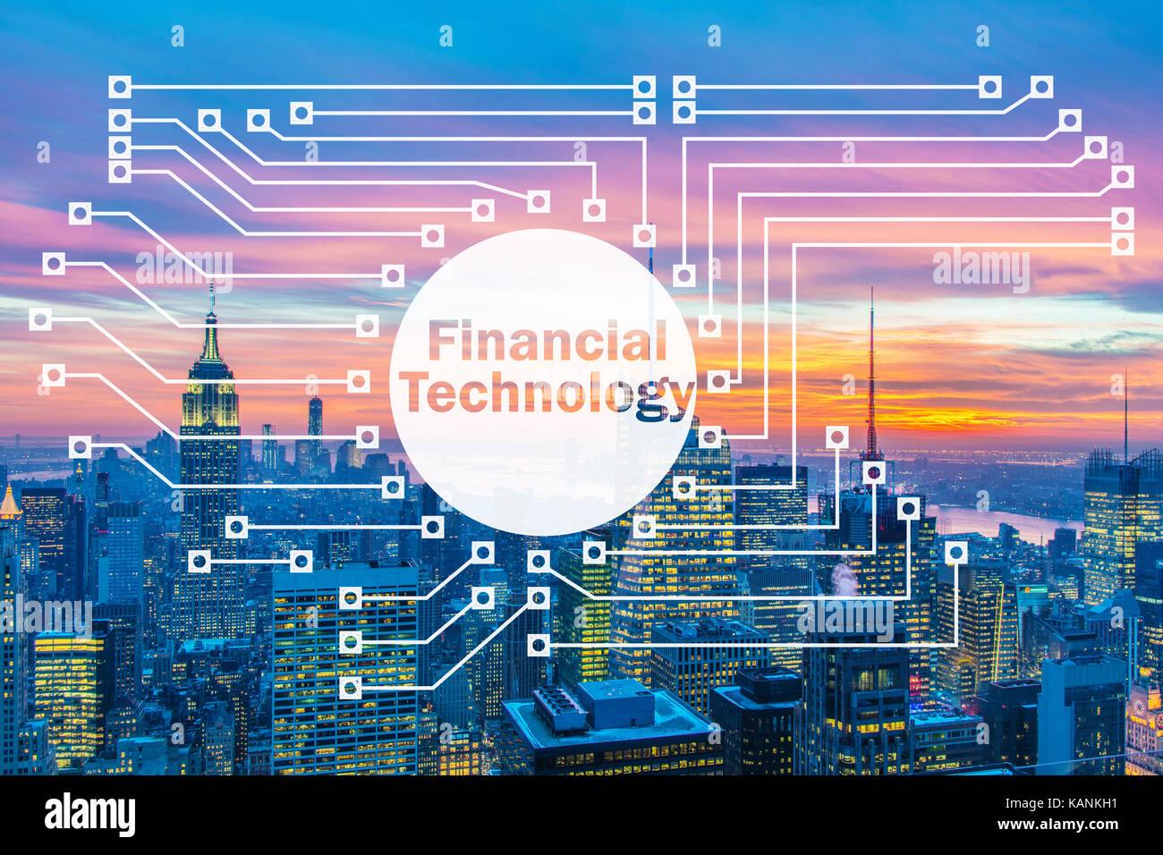 Smart city concept with fintech financial technology concept Stock ...