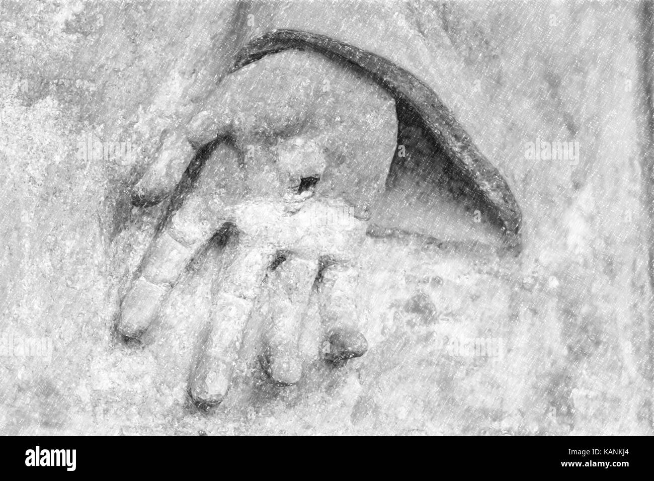 details of ancient statue, a hand with stigmata Stock Photo - Alamy