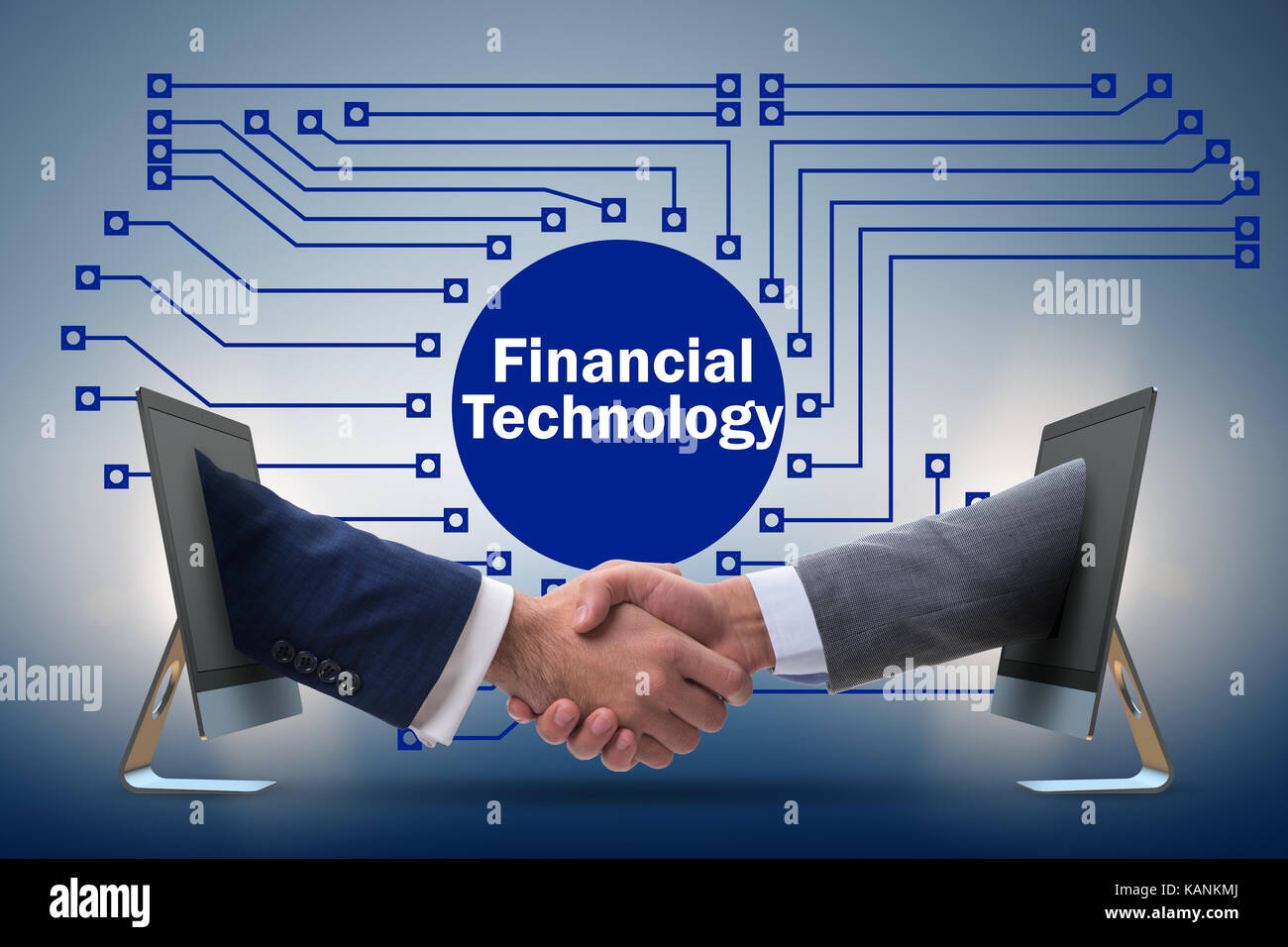 Two people handshaking in financial tecnology fintech concept Stock ...