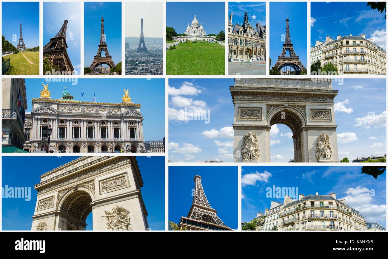 Collage of paris photos collection Stock Photo - Alamy