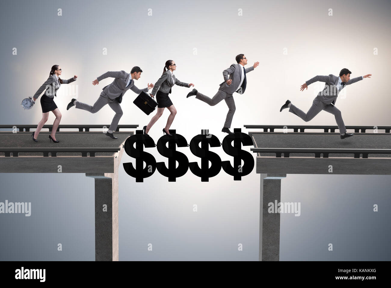 Financial concept crossing dollar bridge Stock Photo - Alamy