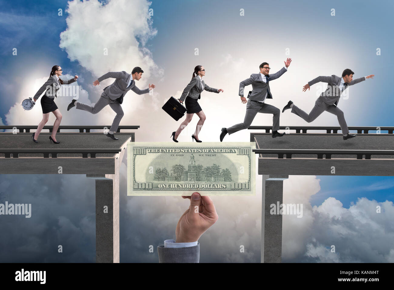 Financial concept crossing dollar bridge Stock Photo - Alamy