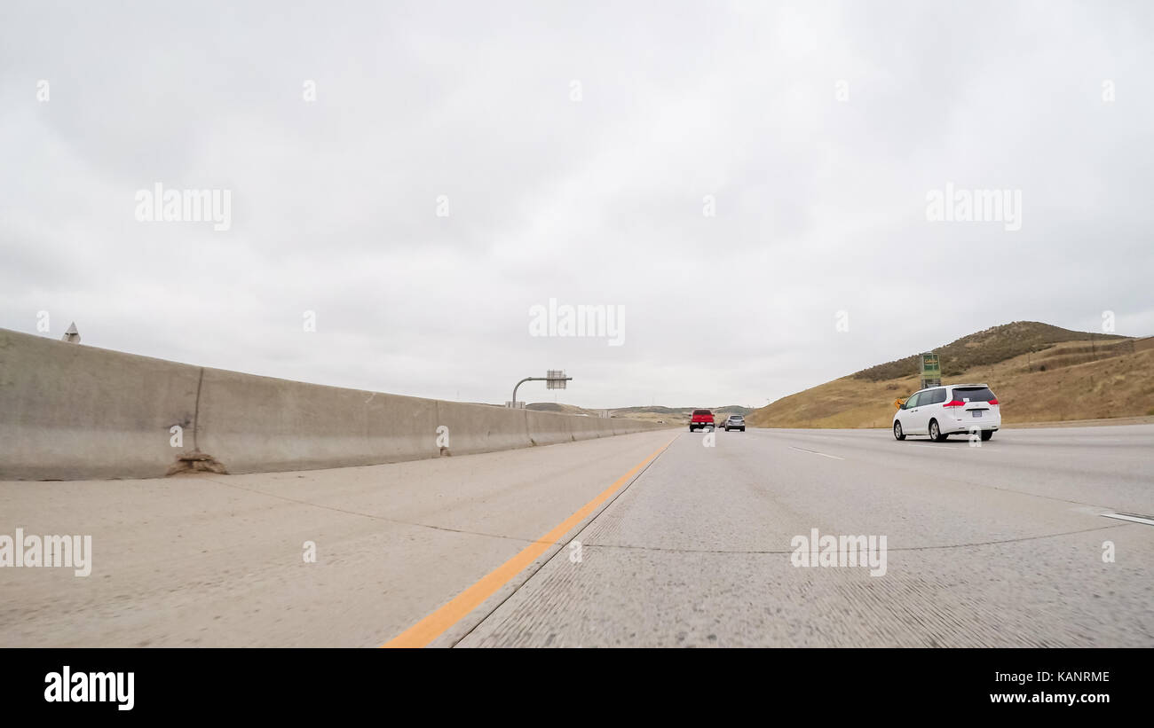 Driving South on Interstate Highway I25 on cloudy day Stock Photo - Alamy