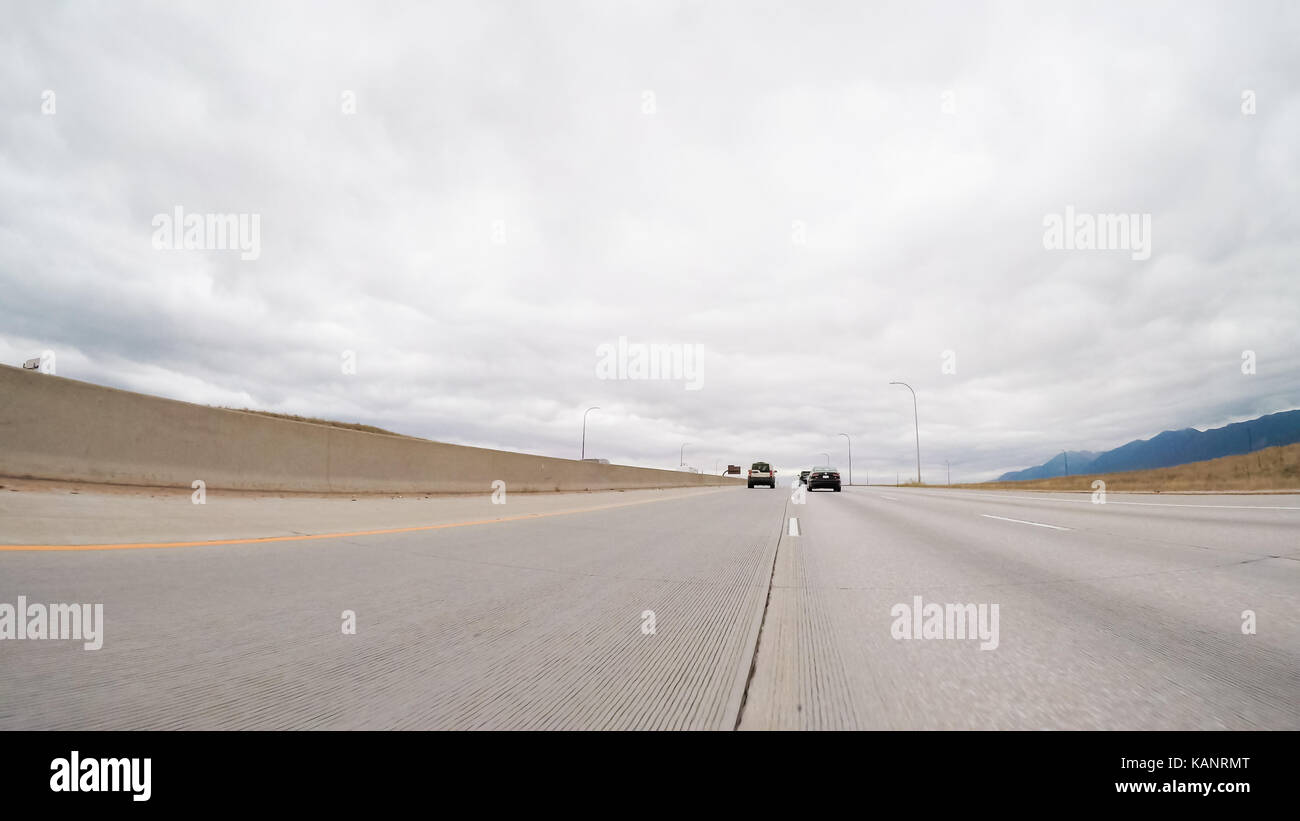 Driving South on Interstate Highway I25 on cloudy day Stock Photo - Alamy