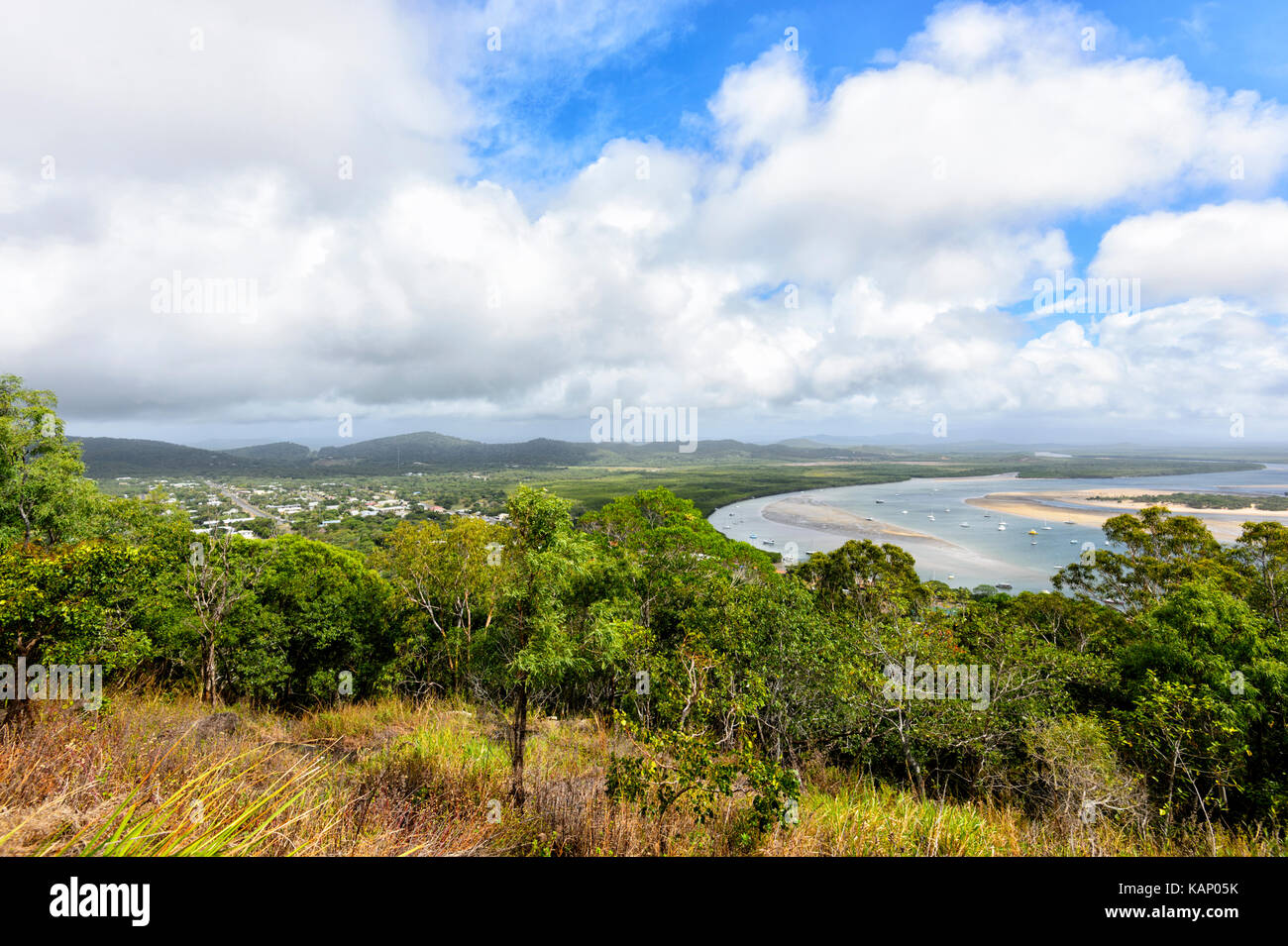 View over Cooktown and the Endeavour River from Grassy Hill, Far North ...