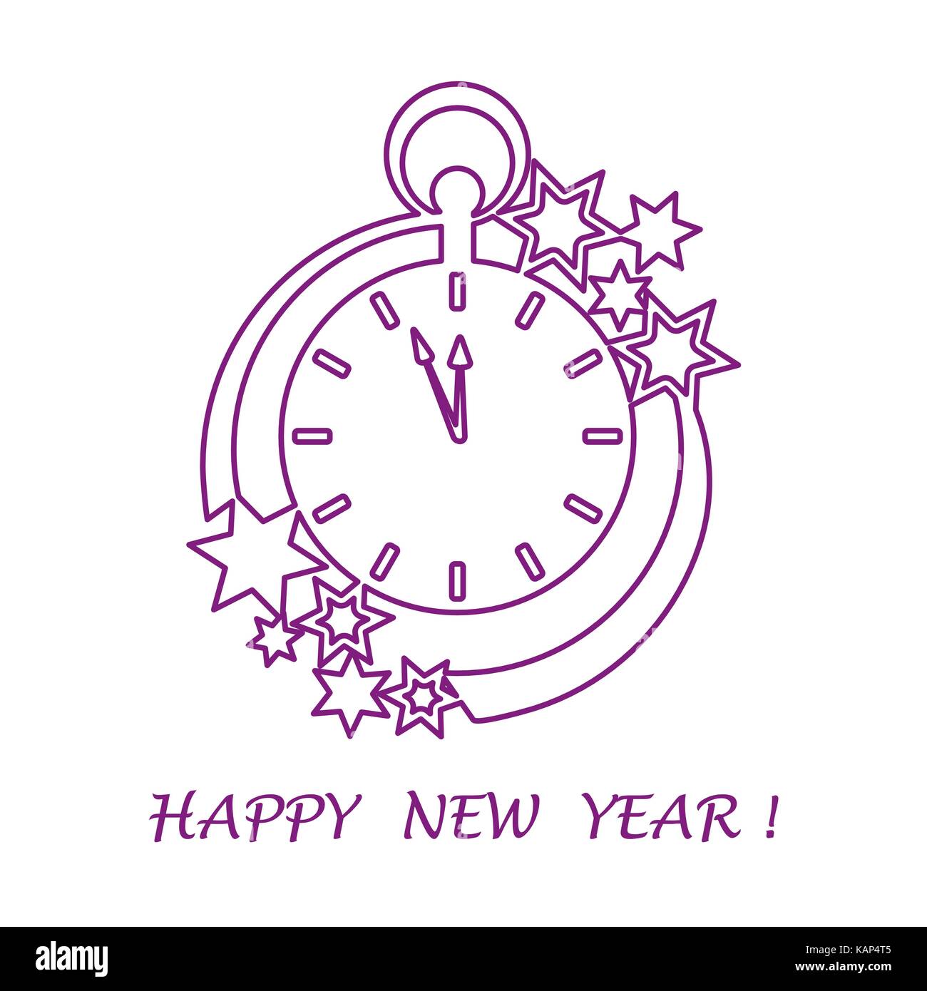 Clock with arrows showing a few minutes until midnight and stars ...