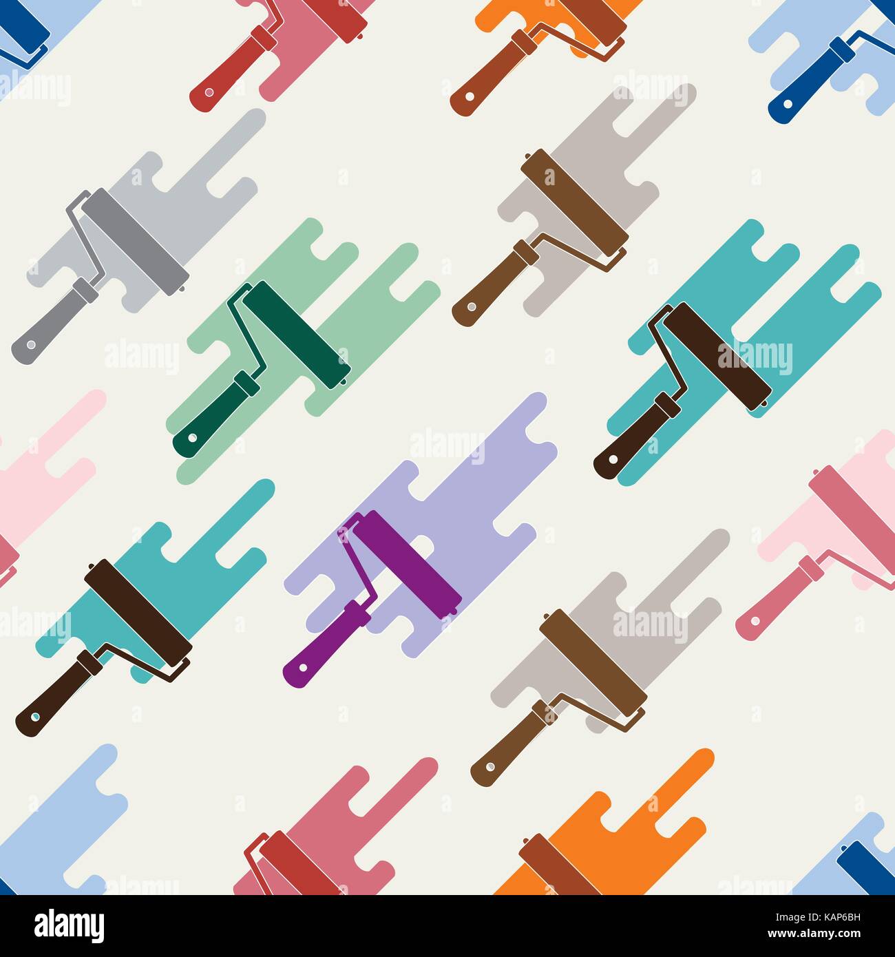 Seamless pattern: paint roller and paint spot. Tools for repair and ...