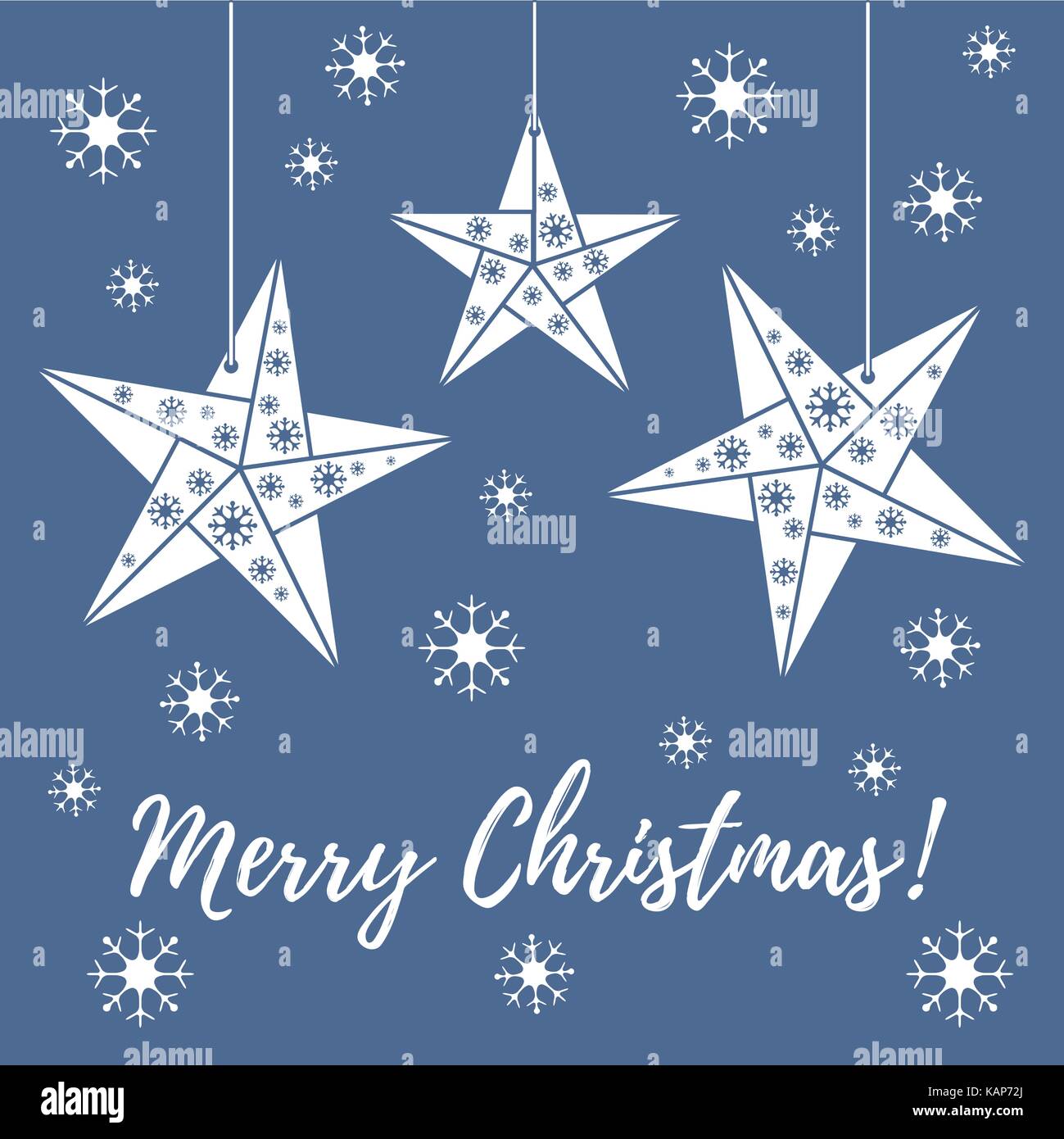 Vector illustration with snowflakes and three stars origami folded and ...