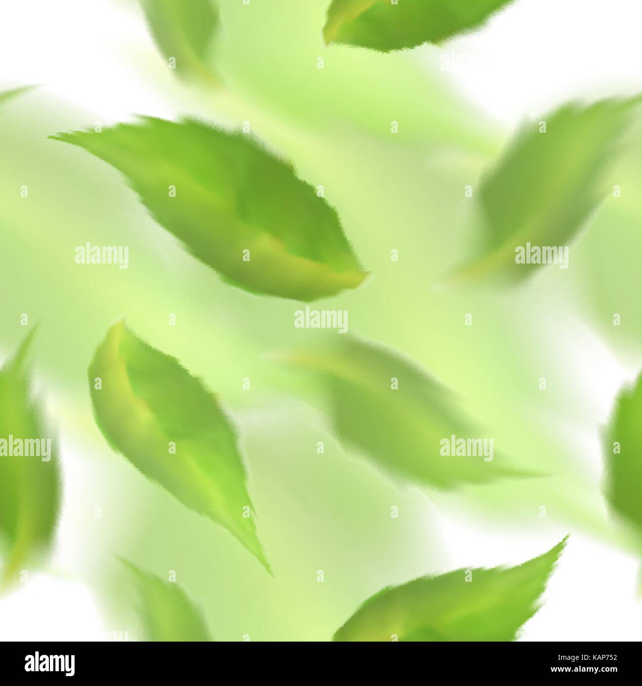Green leaves seamless pattern. Blurred veector leaf on watercolor ...