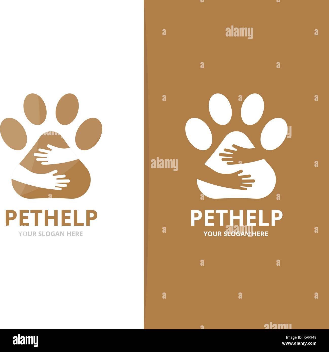 Vector paw and hands logo combination. Pet and embrace symbol or icon ...