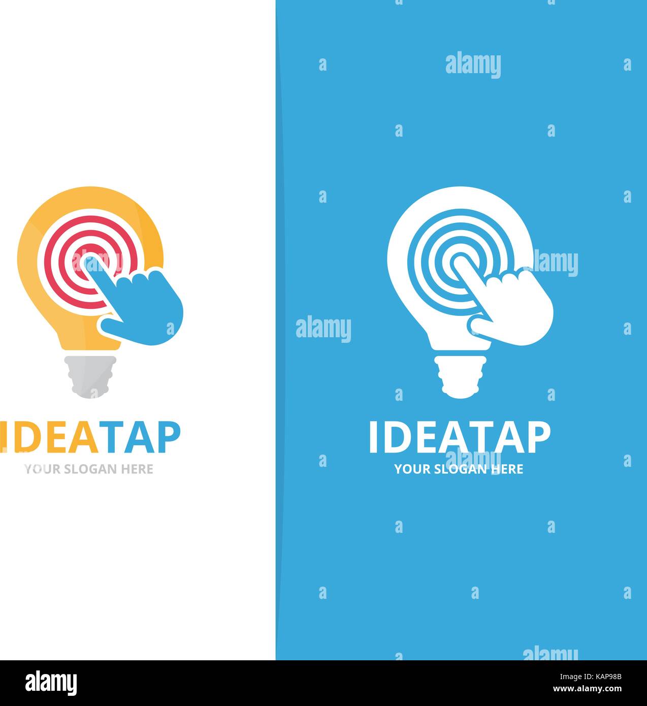 Vector lamp and click logo combination. Lightbulb and cursor symbol or ...