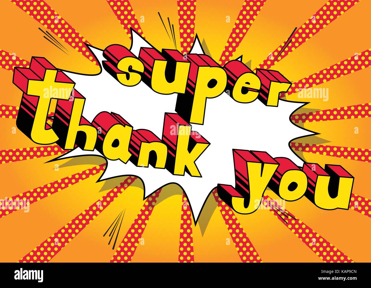 Super Thank You - Comic book style word on abstract background Stock ...