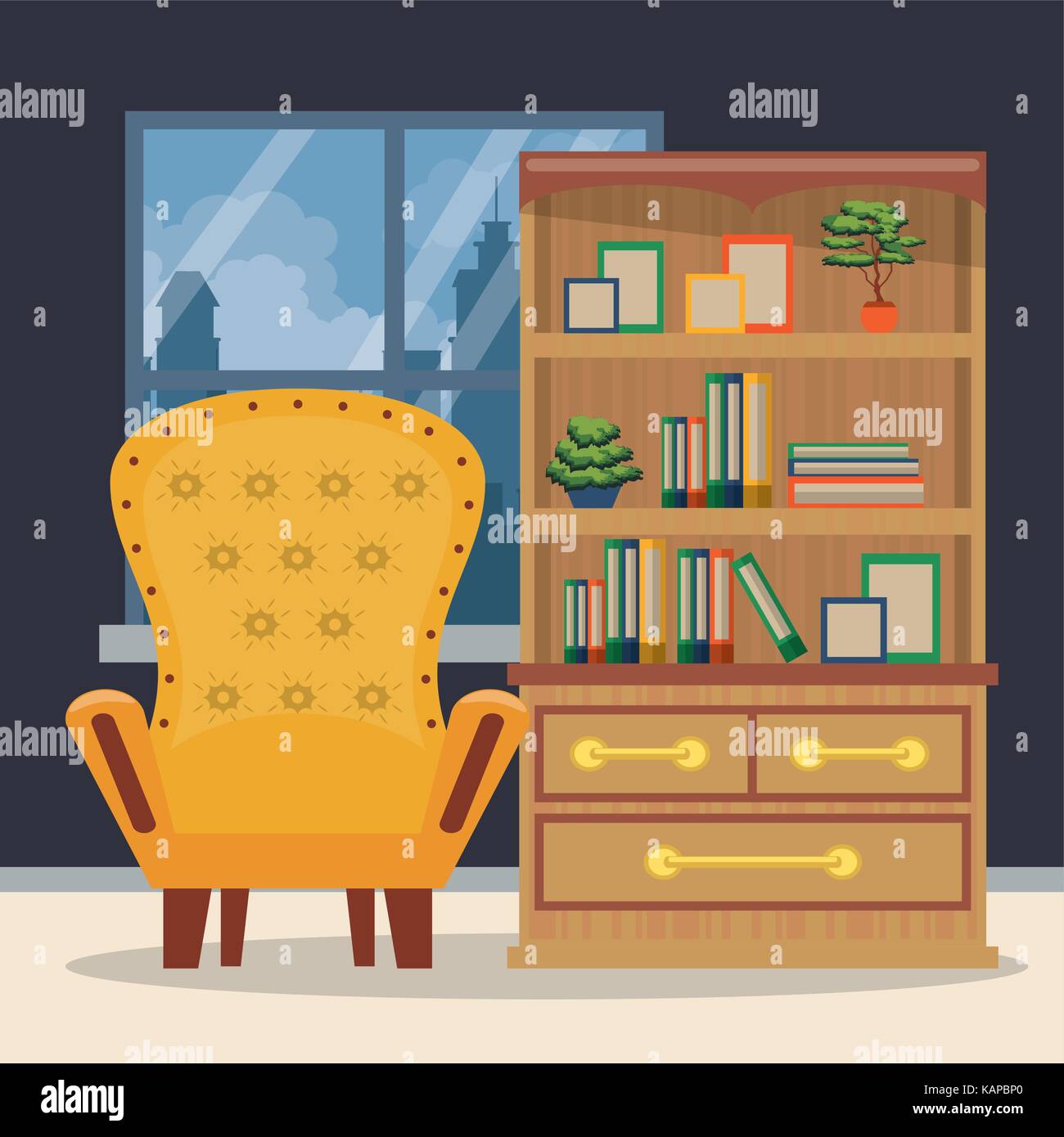Interior room old books Stock Vector Images - Alamy
