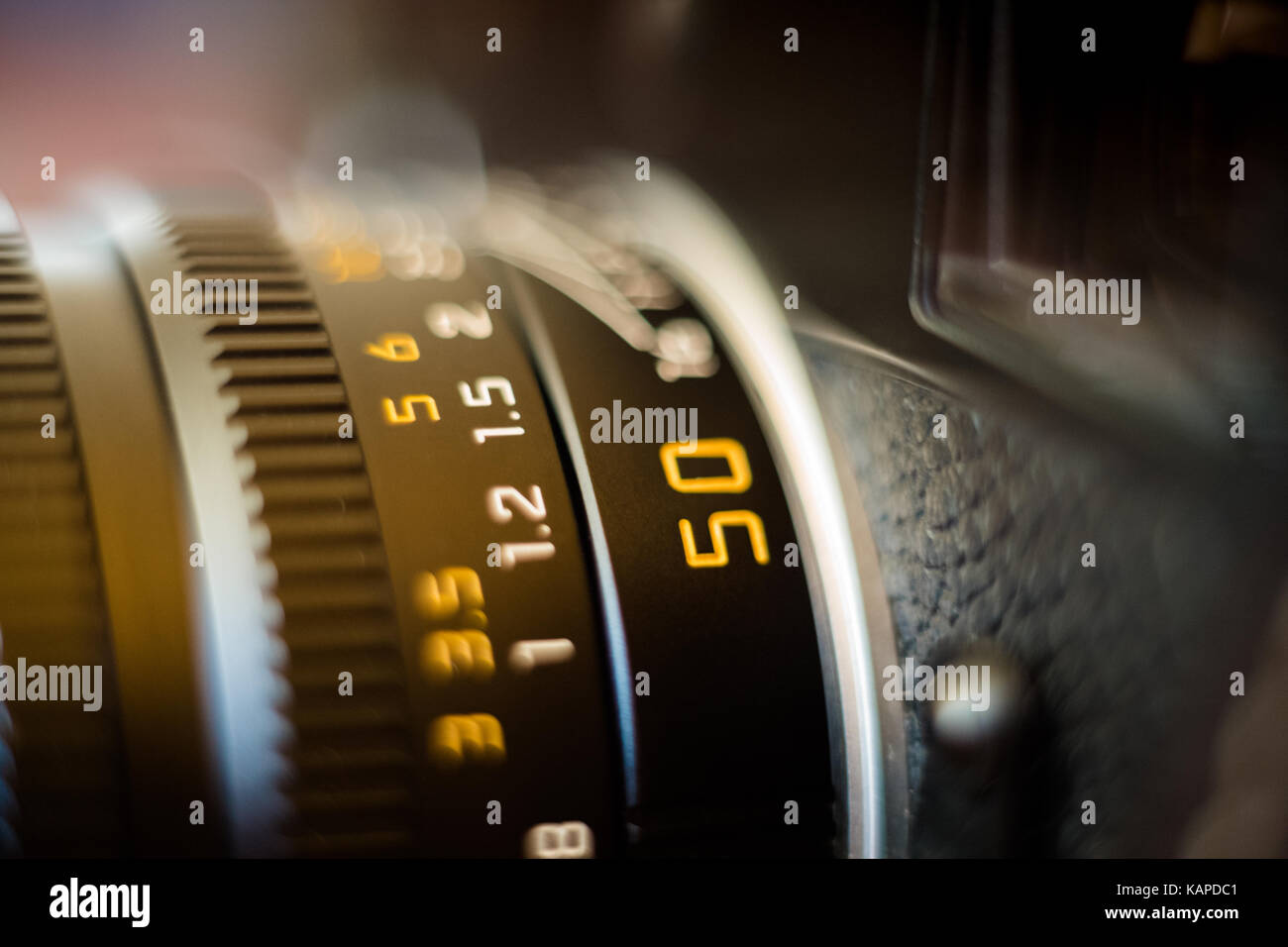 Close up of a 50mm lens on rangefinder camera Stock Photo - Alamy