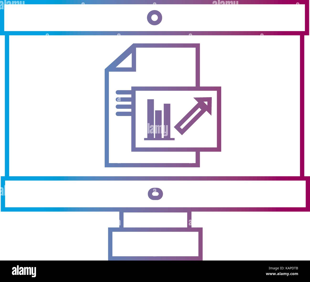 line computer with company document and statistics diagram Stock Vector ...