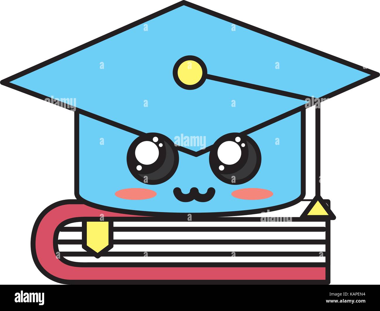 kawaii cute tender cap graduation over close book Stock Vector Image ...