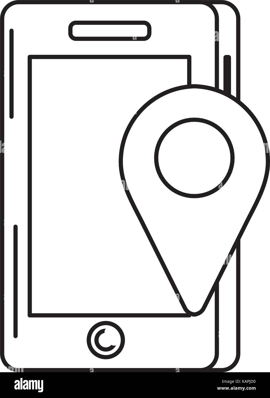 line smartphone technology with location map symbol Stock Vector Image ...