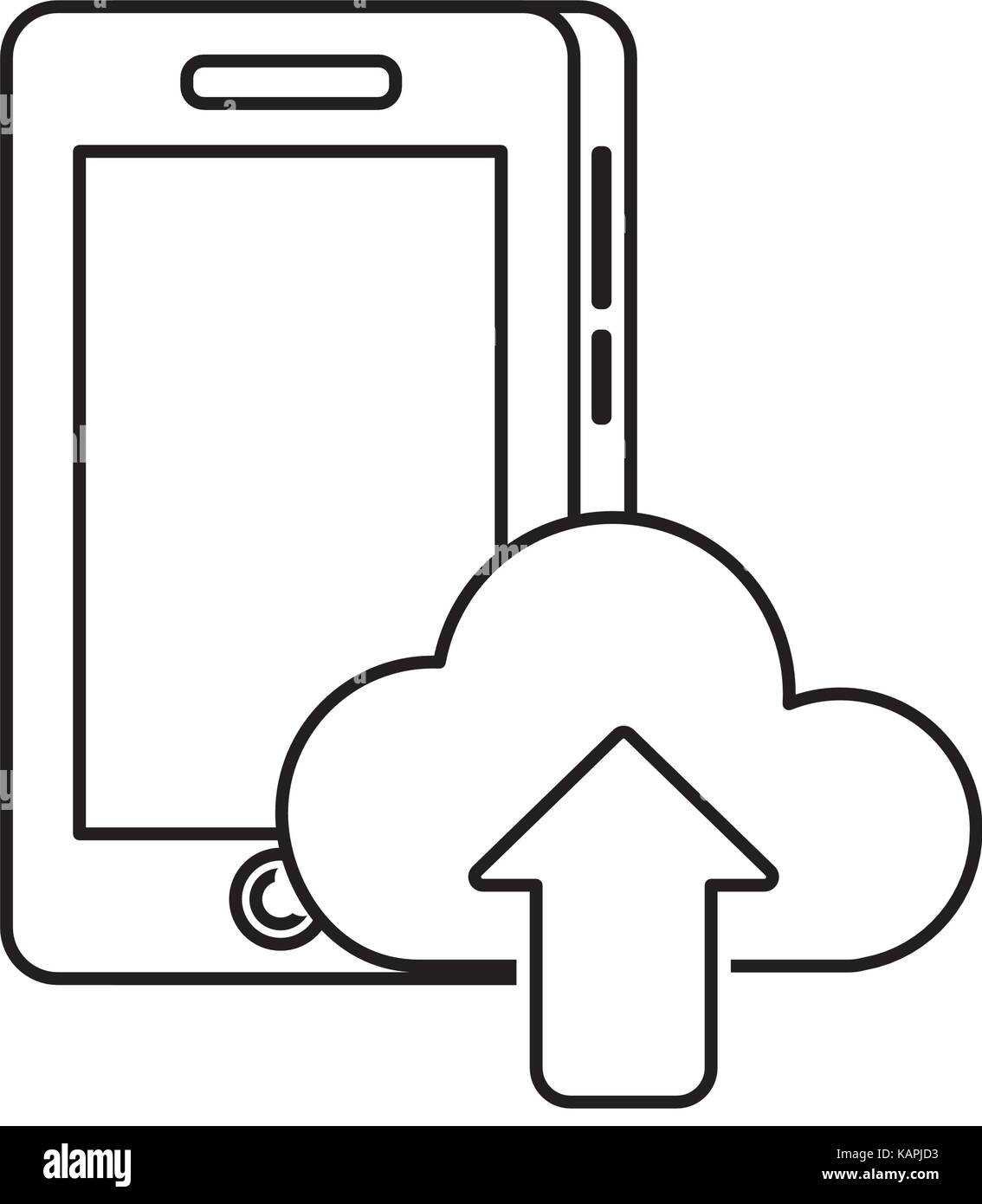 line smartphone technology with cloud data icon Stock Vector Image ...