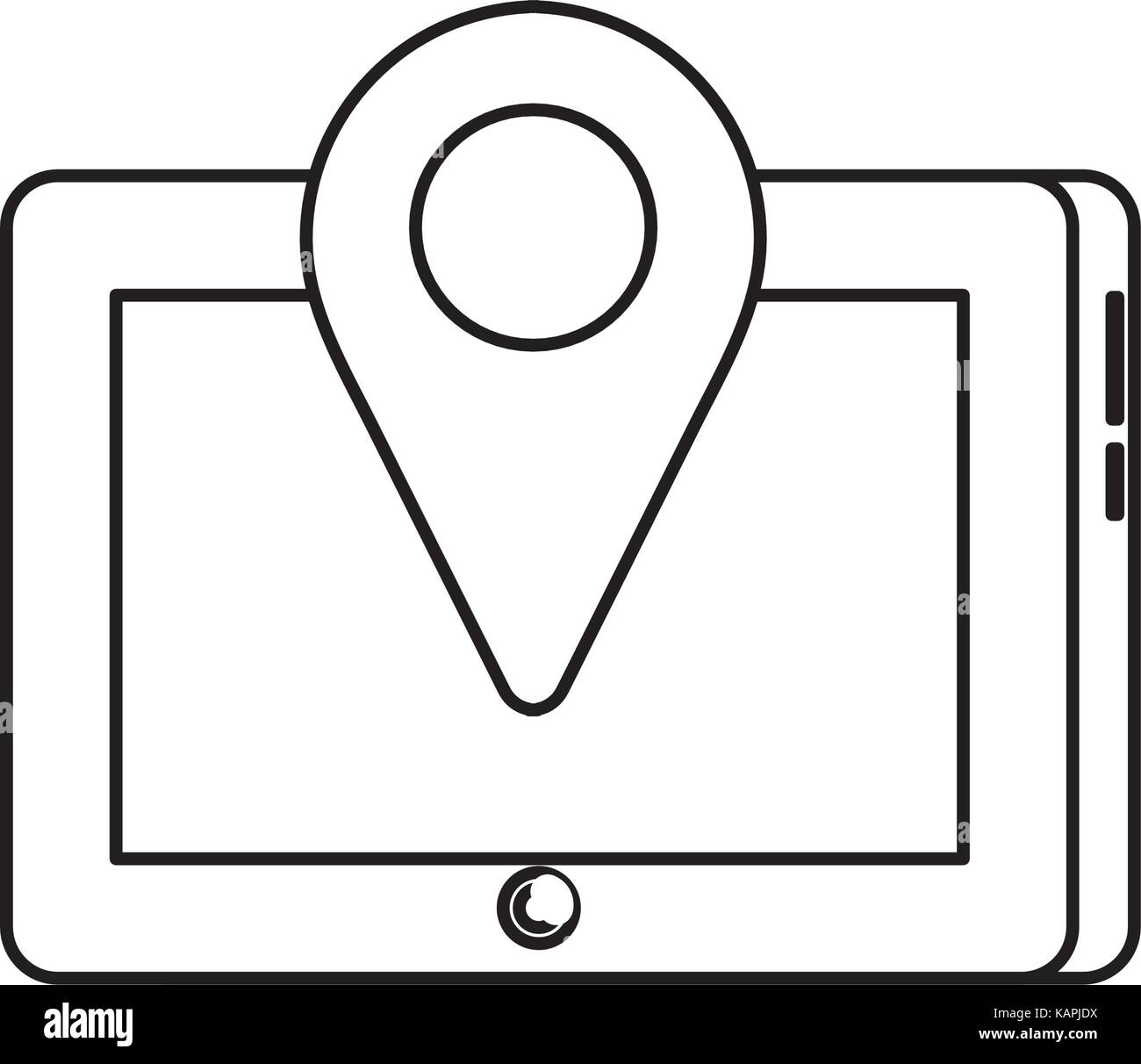 line tablet technology with location map symbol Stock Vector Image ...