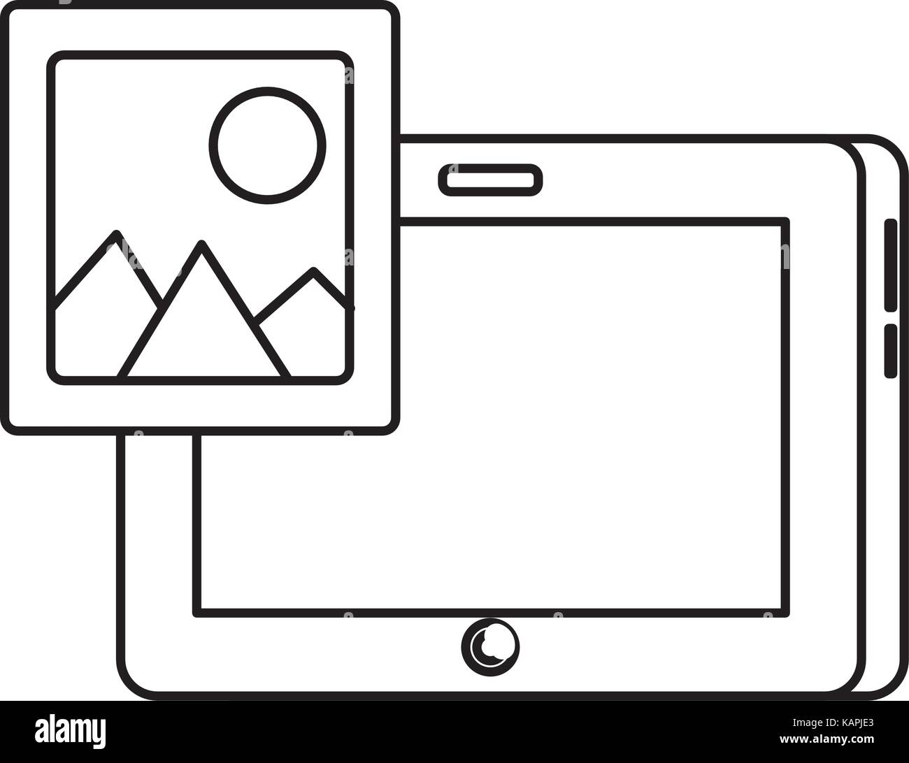 line tablet technology with picture icon Stock Vector Image & Art - Alamy